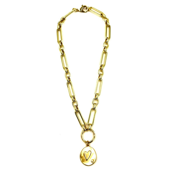 Ashley Gold Stainless Steel Gold Plated Drop Heart Engraved Pendant Ne
